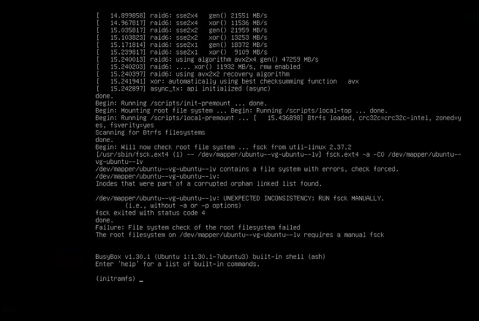 Ubuntu重启后进入initramfs导致无法开机解决方案-阿里云开发者社区