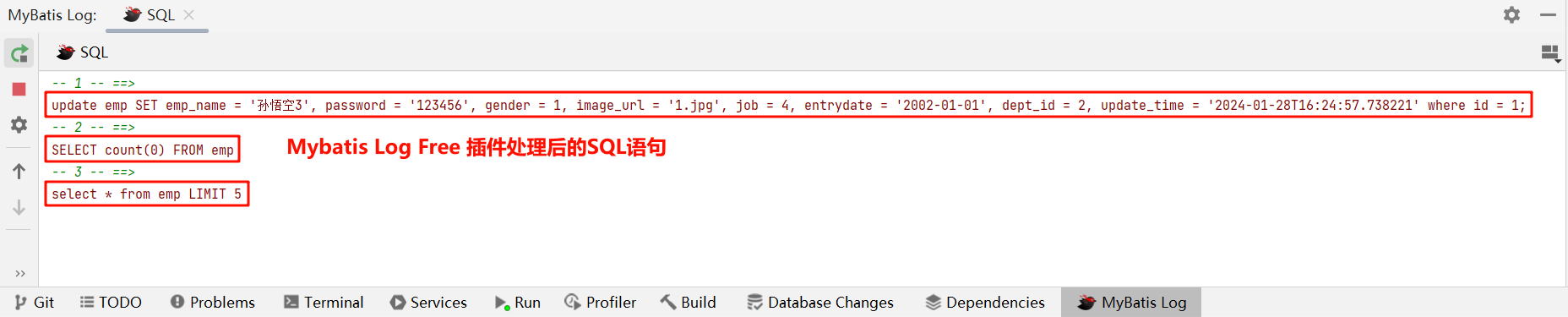 使用IDEA插件Mybatis Log Free还原完整的MyBatis SQL日志-开发者社区-阿里云