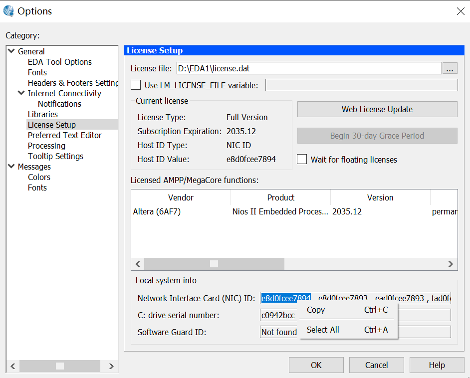 quartus II编译报错：Error: Current license file does not support the XXX device 环境win10，Quartus2出现破解 ...