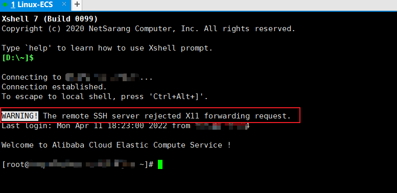 WARNING：The remote SSH server rejected X11 forwarding request.-阿里云开发者社区