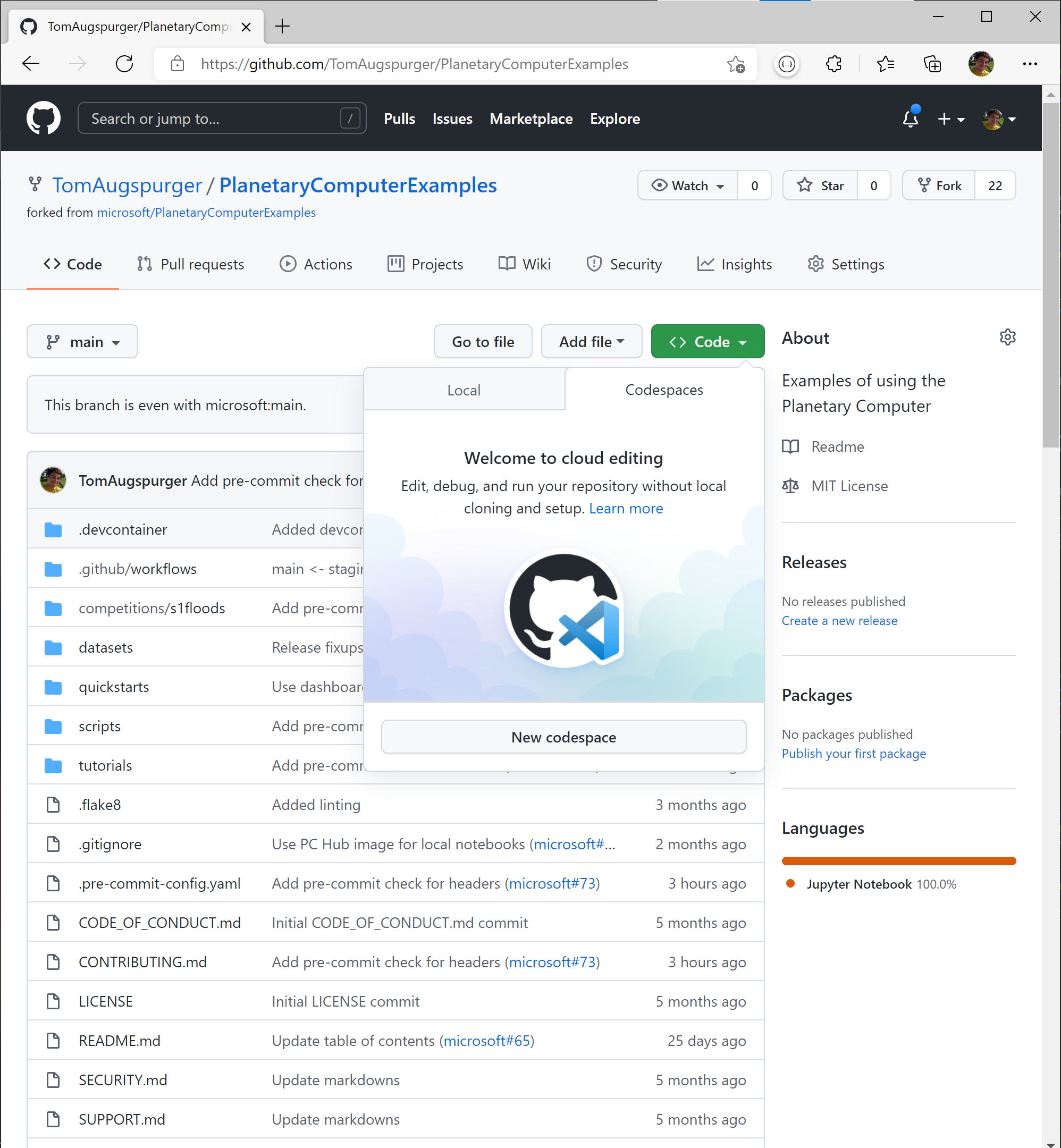 微软行星云计算Planetary Computer——使用 GitHub 代码来操作-阿里云开发者社区