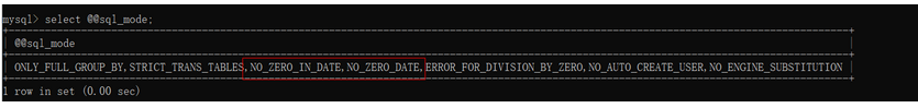 MySQL:[Err] 1292 - Incorrect datetime value: ‘0000-00-00 00:00:00‘ for column ‘CREATE_TIME‘ at ...