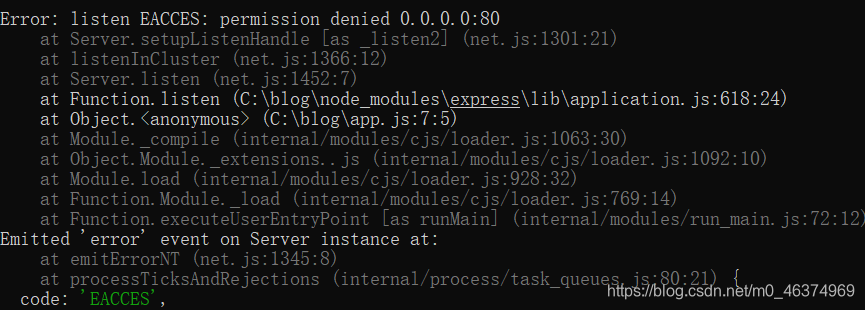 Error Listen Eacces Permission Denied 0 0 0 0 80 阿里云开发者社区