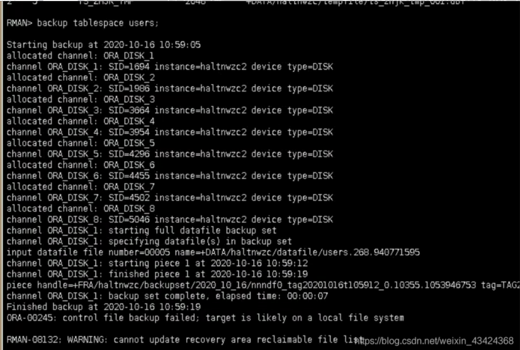 rman备份失败：ORA-00245: control file backup failed； target is likely on a local file system-阿里云开发者社区