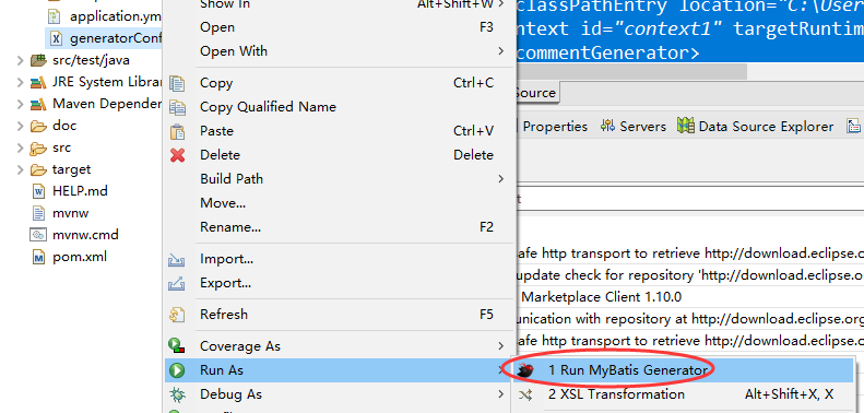 Eclipse spring boot MyBatis1.4插件安装及自动生成xml、domain、mapper-阿里云开发者社区