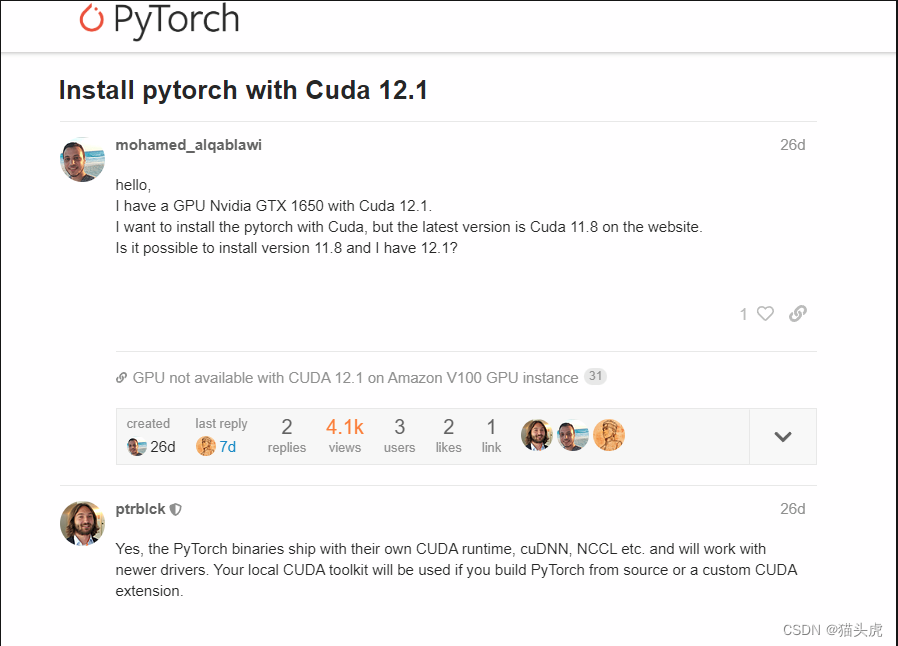 pytorch安装GPU版本 (Cuda12.1)教程: Windows、Mac和Linux系统快速安装指南-阿里云开发者社区