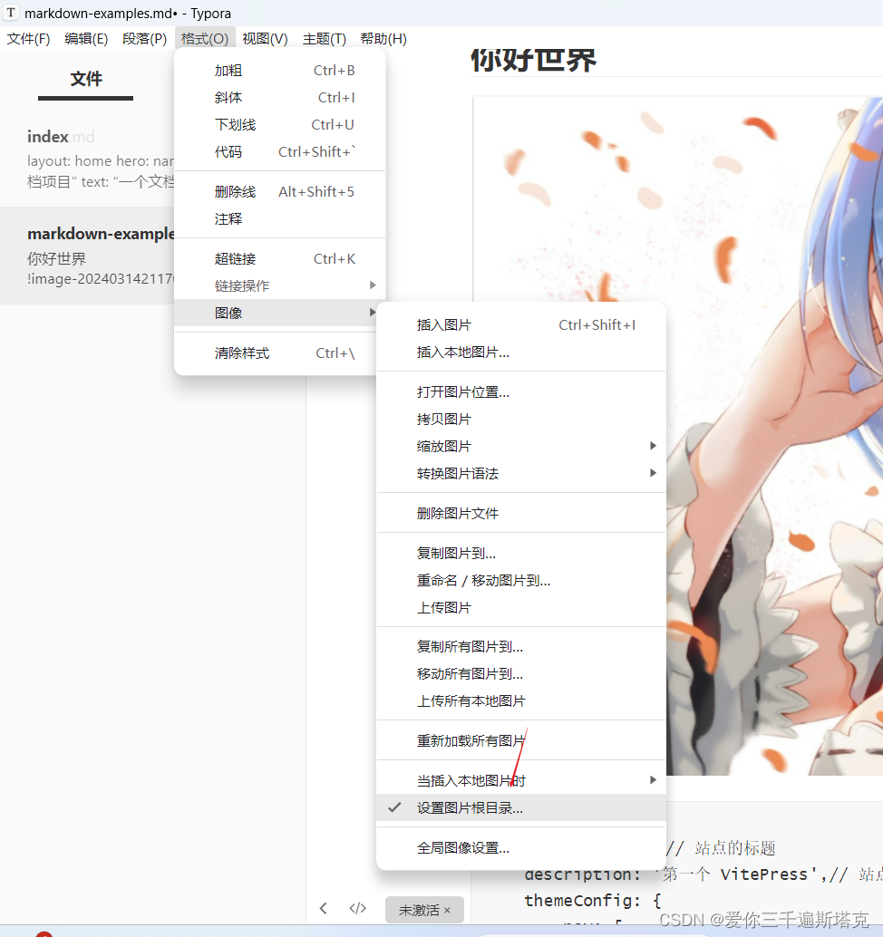 文本，vitepress如何插入图片，做背景图片的设计，Typora如何设置存放图片的位置-阿里云开发者社区