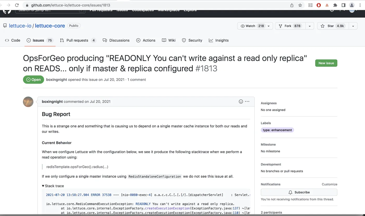 lettuce客户端底层bug（-READONLY You can‘t write against a read only replica.）-阿里云开发者社区