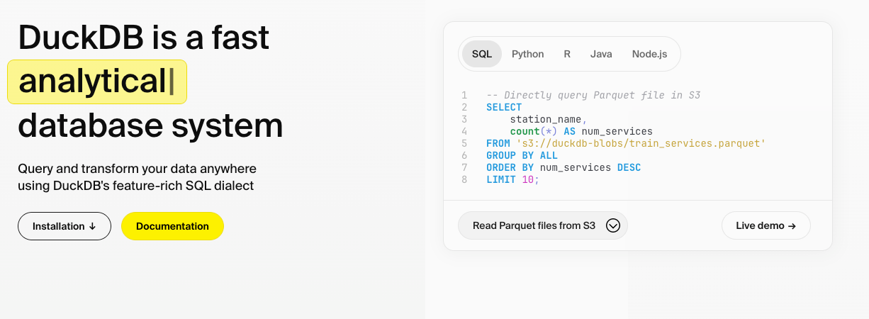 DuckDB嵌入式OLAP引擎技术架构与应用场景解析-开发者社区-阿里云