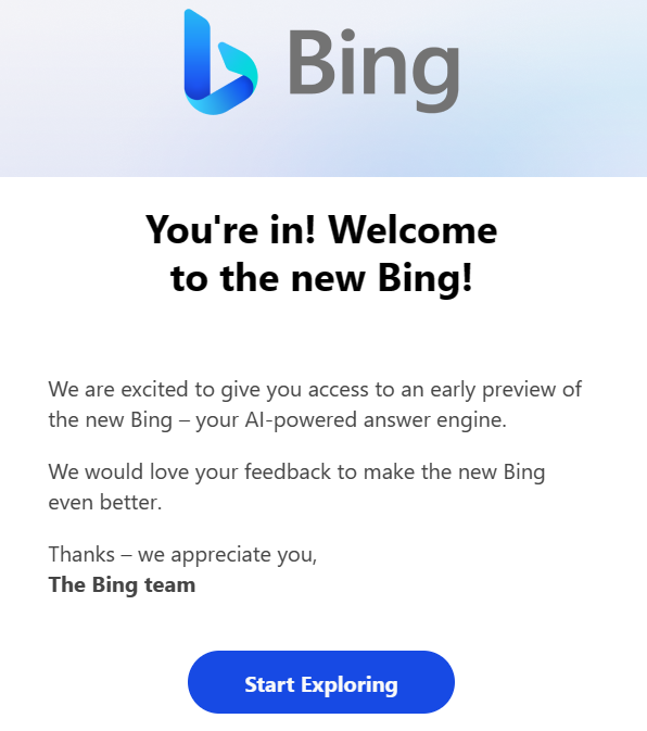 收到邮件，微软新必应（New Bing）可以用了，只隔了一天-阿里云开发者社区