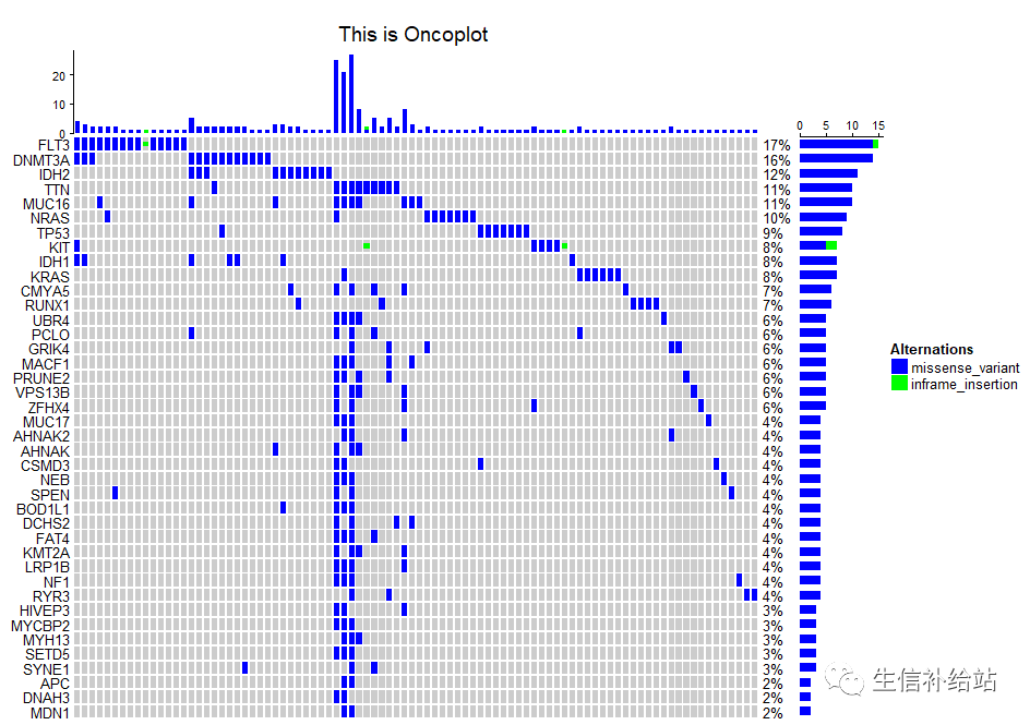 TCGA|根据somatic mutation绘制突变景观图（oncoplot）和基因词云-阿里云开发者社区