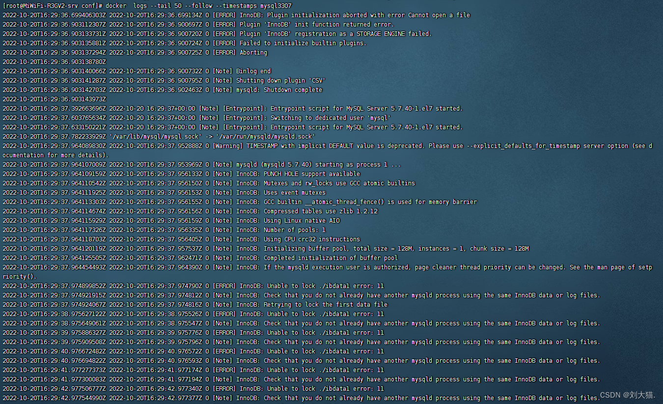 docker启动mysql多实例连接报错Can’t connect to local MySQL server through socket ‘/var/run/mysqld/mysqld ...