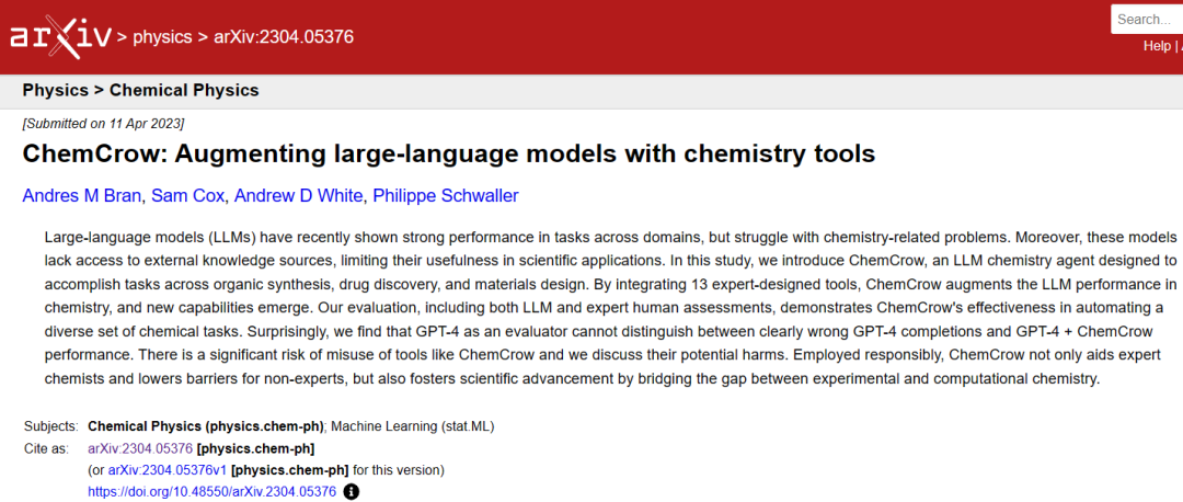 表现优于 GPT-4，ChemCrow 集成 13 种化学工具，增强大型语言模型的化学性能-阿里云开发者社区