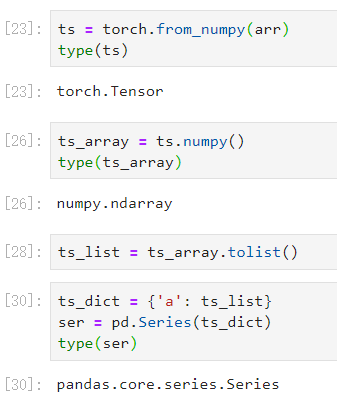 Pandas Numpy PyTorch核心数据结构Dataframe Series array tensor list互转-开发者社区-阿里云