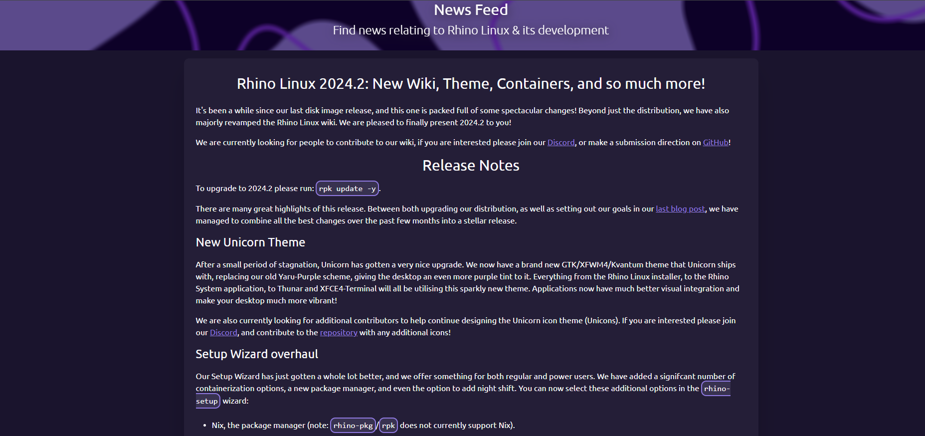 Rhino Linux 2024.2 发布！带来了闪亮的新主题、升级的 Wiki 和高级容器化-阿里云开发者社区
