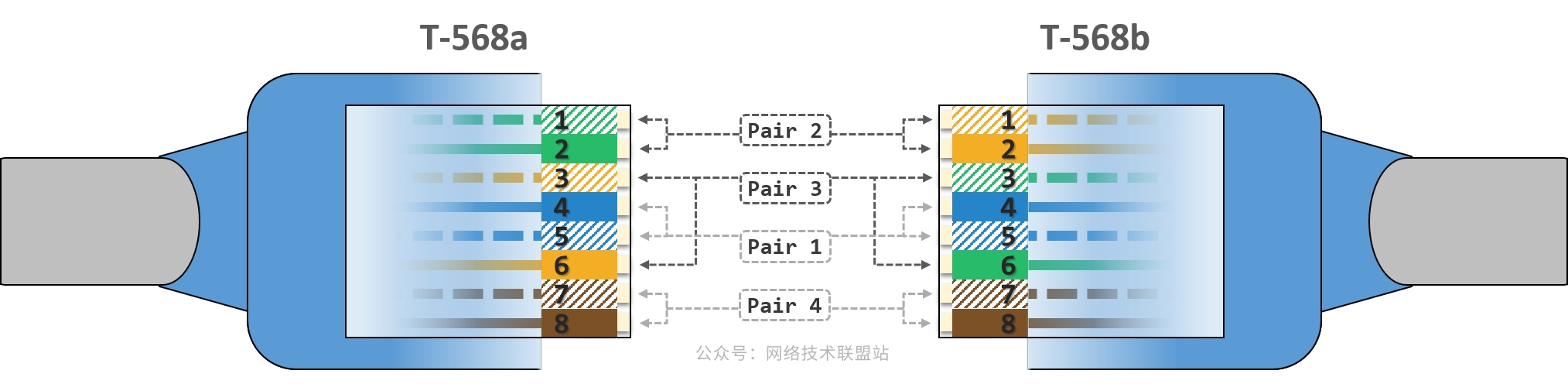 一张图带你了解RJ45网线水晶头线序568A与568B区别！-阿里云开发者社区
